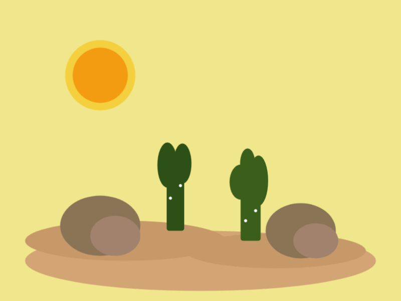 A Desert with Cacti and Rocks - DrawIsland